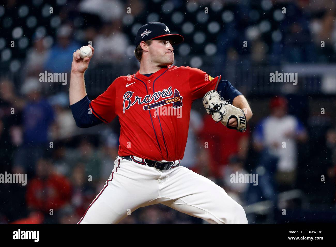 Atlanta Braves pitcher Bryce Elder throws during the first inning of a ...