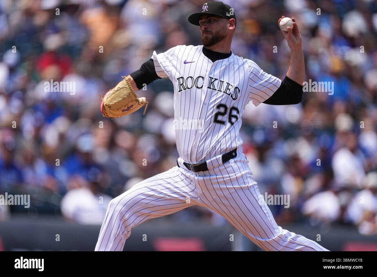 Colorado Rockies starting pitcher Austin Gomber (26) in the first ...