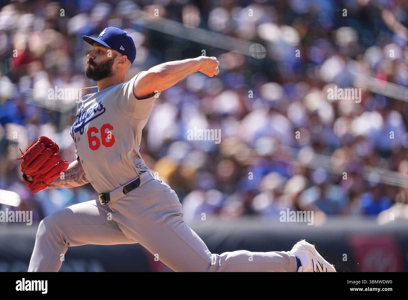 Los Angeles Dodgers relief pitcher Tanner Scott (66) in the ninth ...