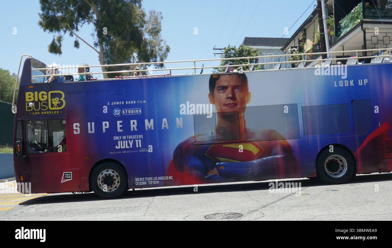 Los Angeles, California, USA 28th June 2025 Superman Bus Billboard on ...
