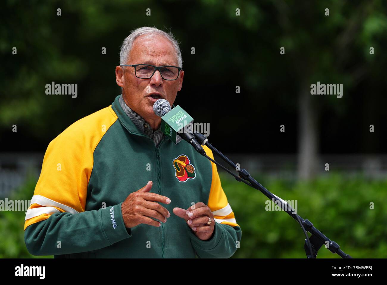 Former Washington Gov. Jay Inslee speaks at an unveiling of a statue of ...