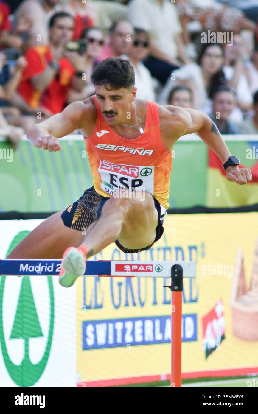 A Spanish team athlete competes during Day 2 of the European Athletics ...