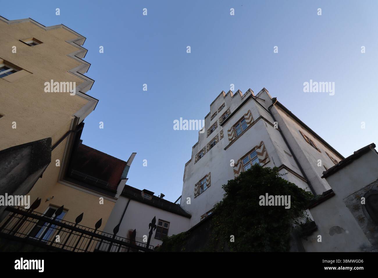 WASSERBURG AM INN, GERMANY - JUNE 20, 2025: Upward view of historic ...