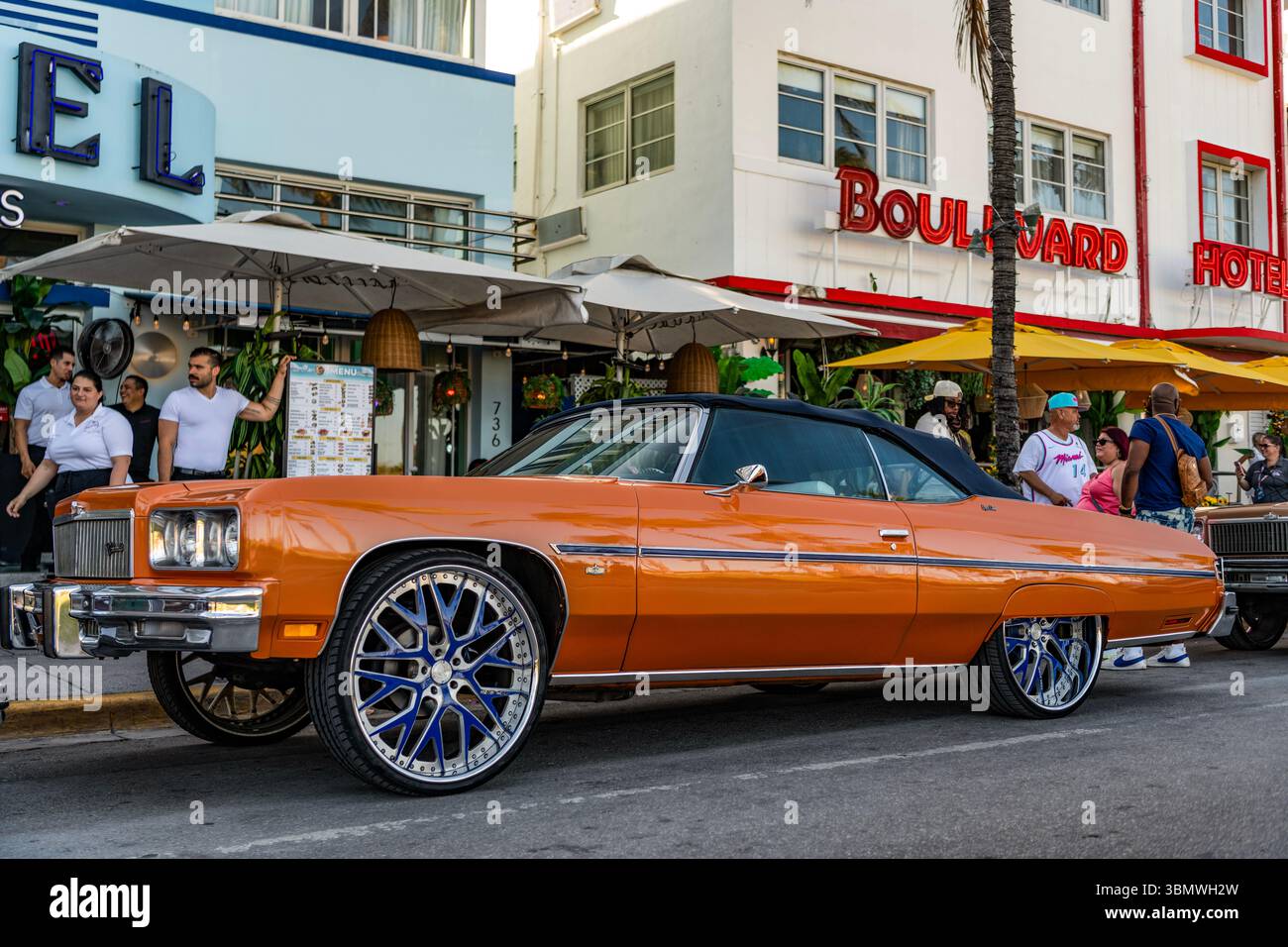 Miami, Florida, USA - April 07, 2025: Convertible retro car Chevrolet ...