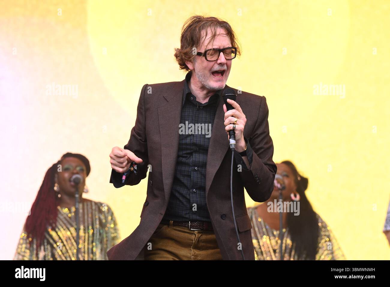 Somerset, UK. 28 June 2025. Jarvis Cocker of Pulp performing during the ...