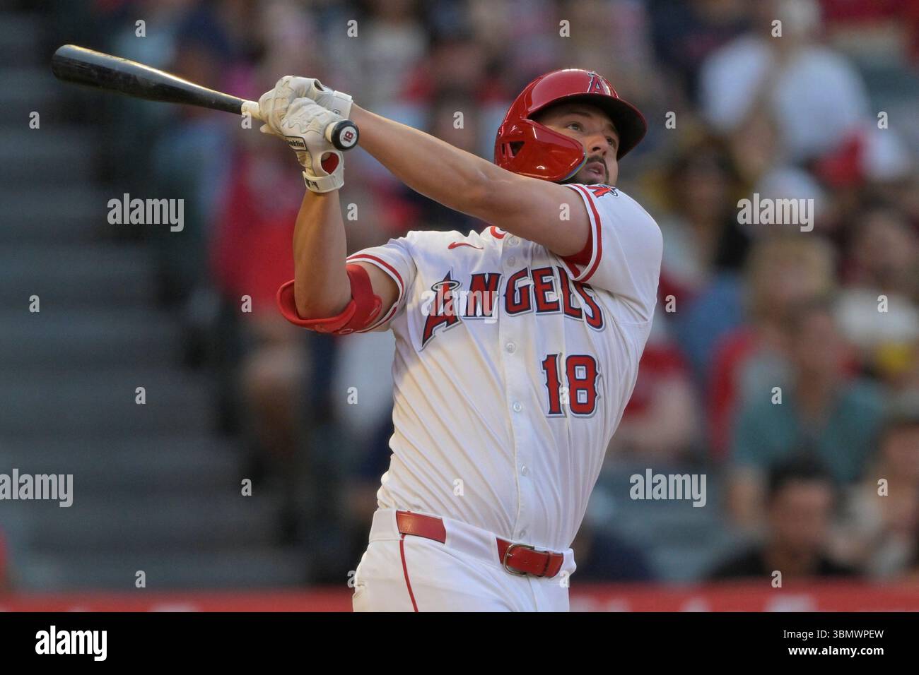 Los Angeles Angels' Nolan Schanuel hits a two-run home run in the third ...