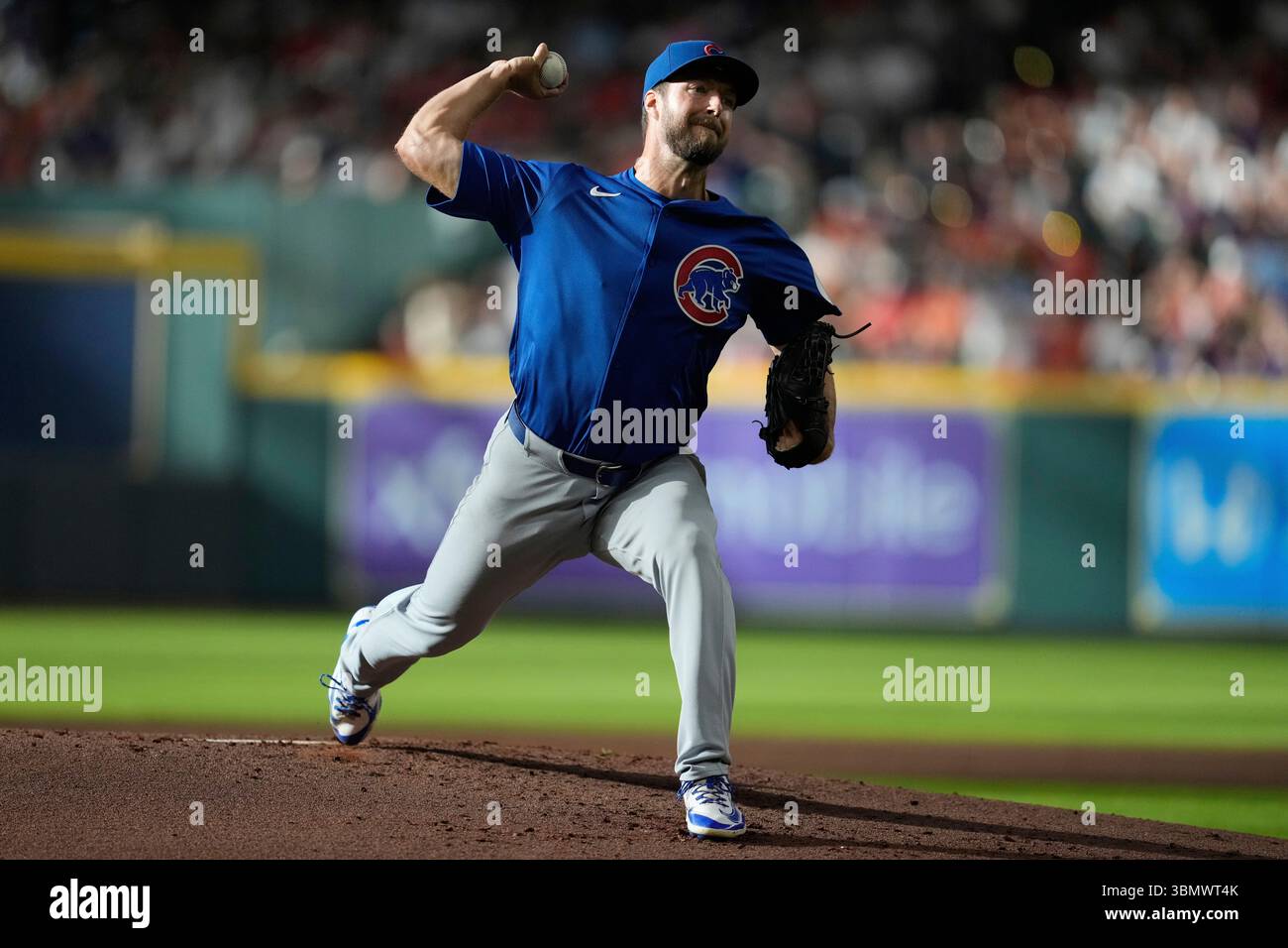 Chicago Cubs starting pitcher Colin Rea throws during the first inning ...