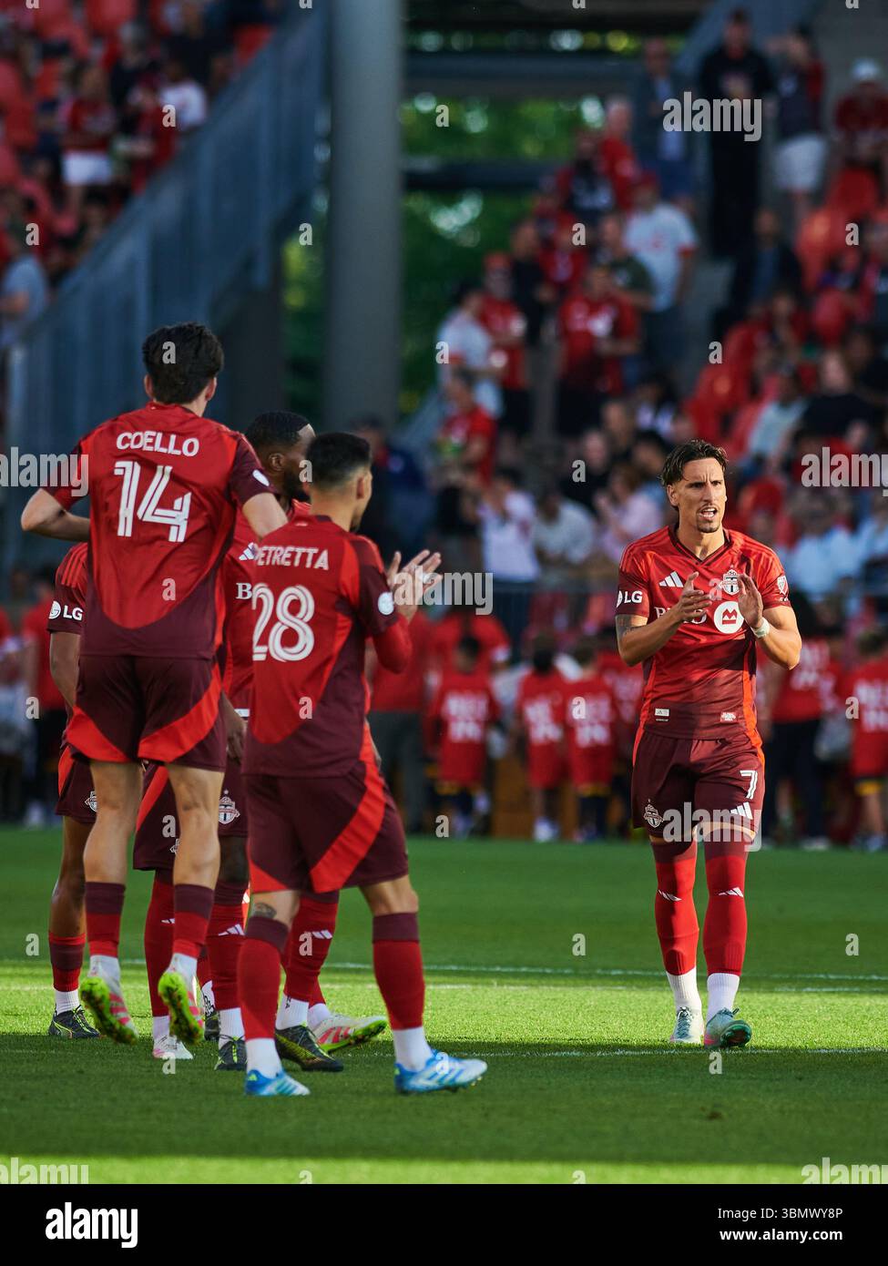 Toronto, Canada. 28th June, 2025. Toronto FC forward Theo Corbeanu (7 ...