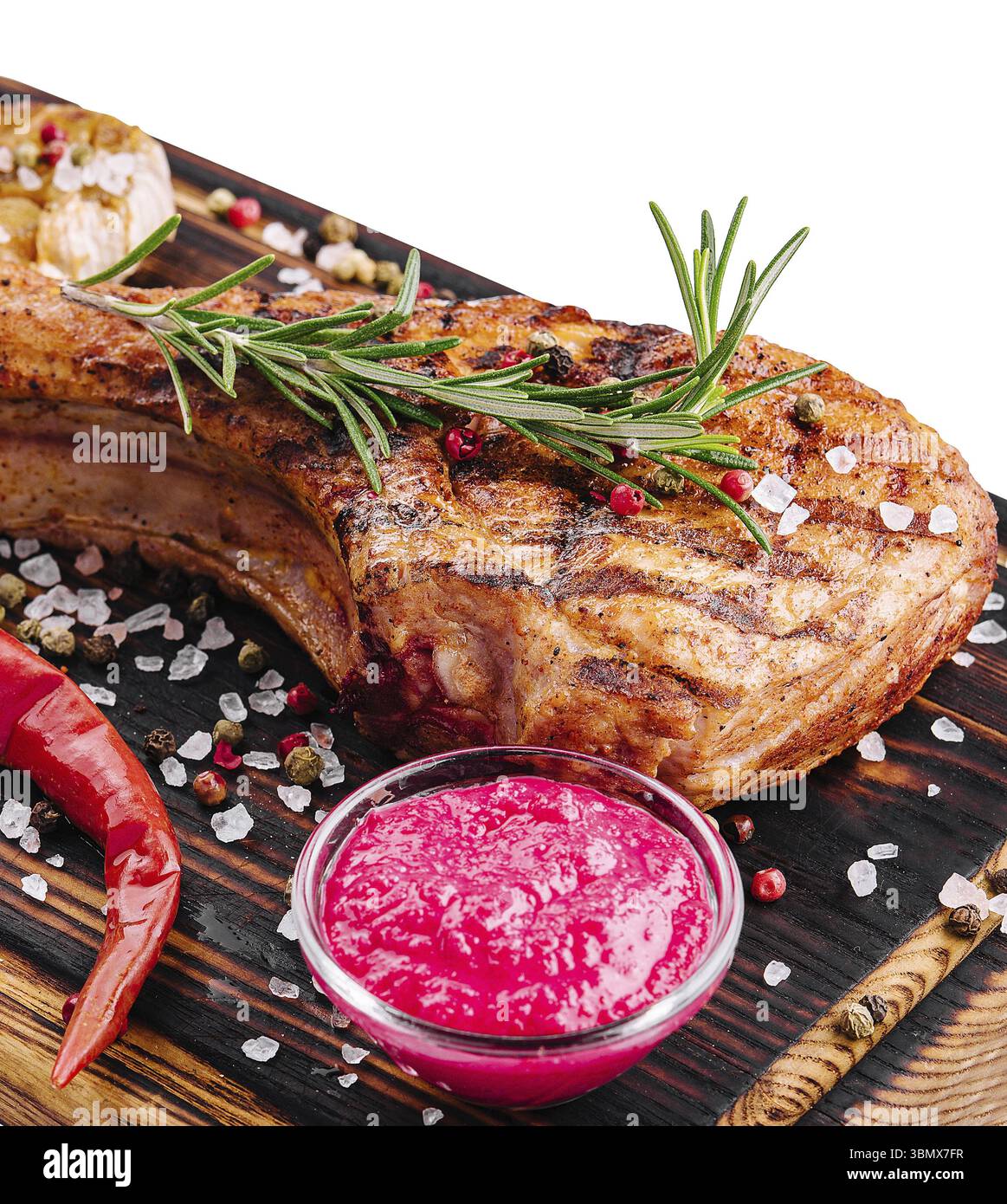 food still-life, Barbecue tomahawk steak on cutting board Stock Photo ...