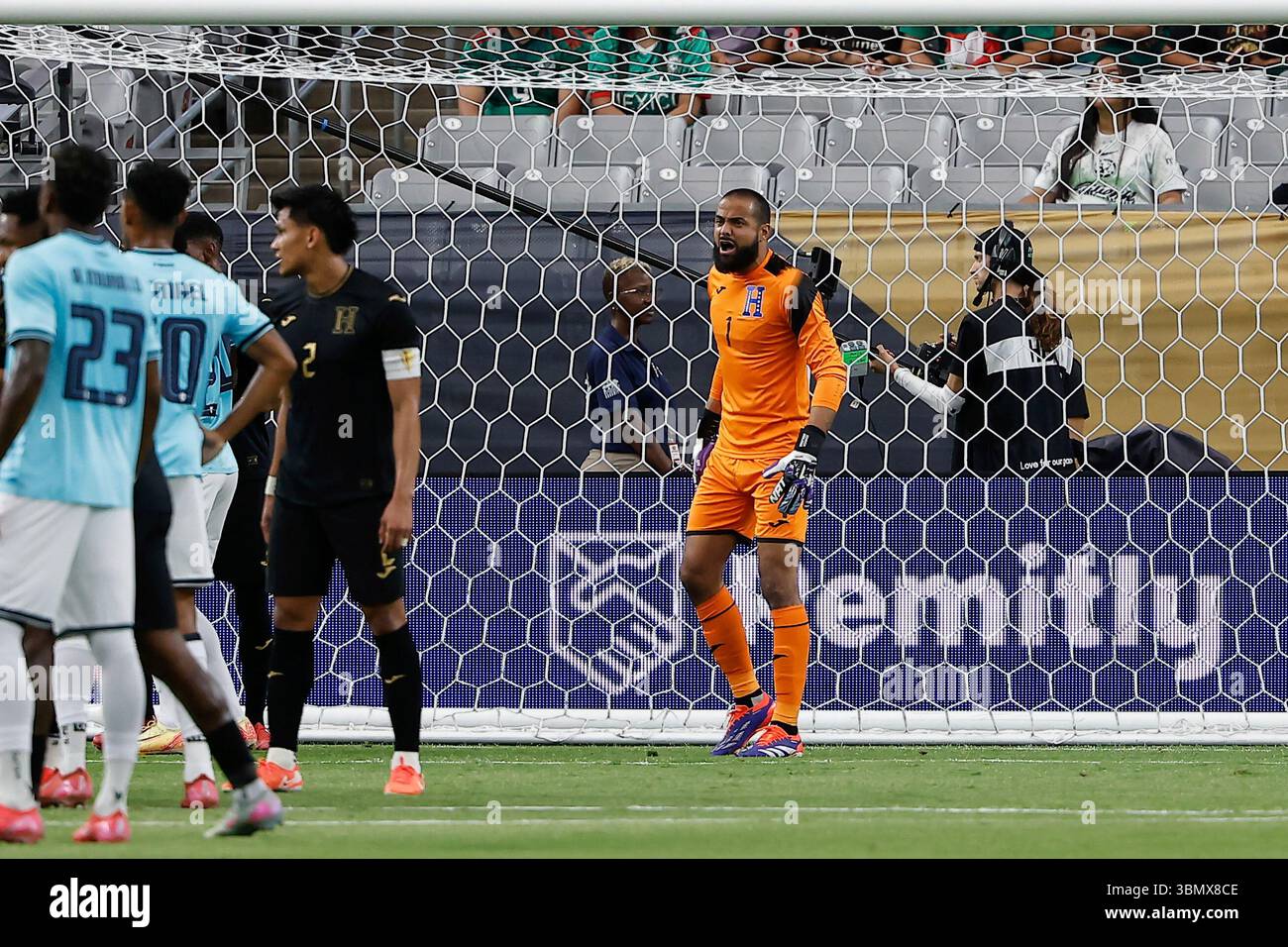 GLENDALE, AZ - JUNE 28: Honduras goalkeeper Edrick Menjívar (1) yells ...