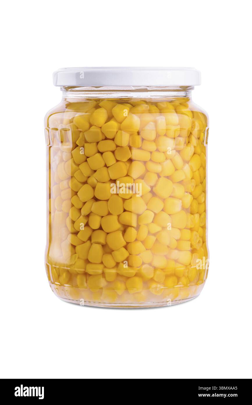 food still-life, Organic corn in a mason jar isolated Stock Photo - Alamy