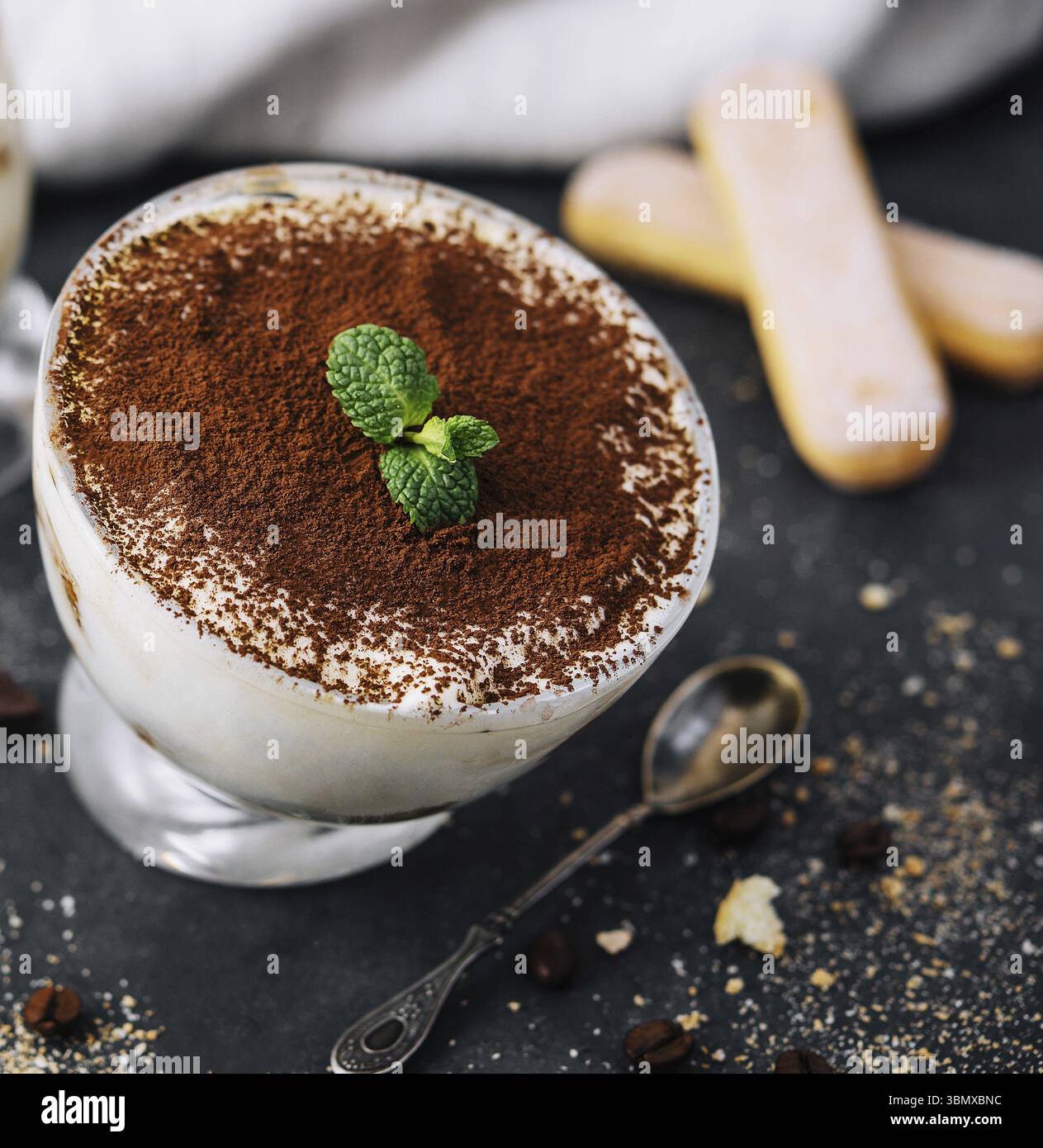 food still-life, Dessert tiramisu in glass close up Stock Photo - Alamy