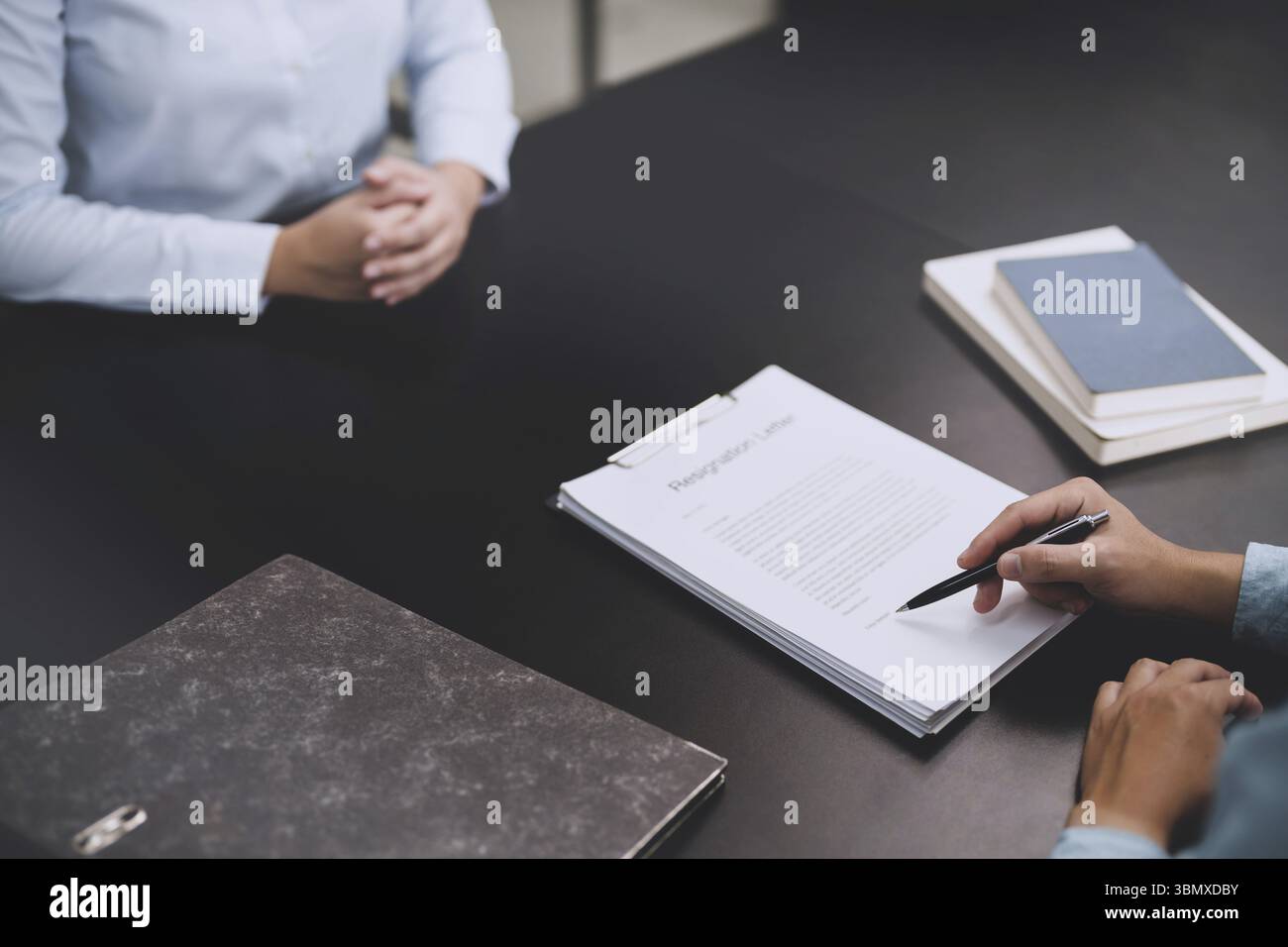 Business people breaking the contract with resignation letter staff ...