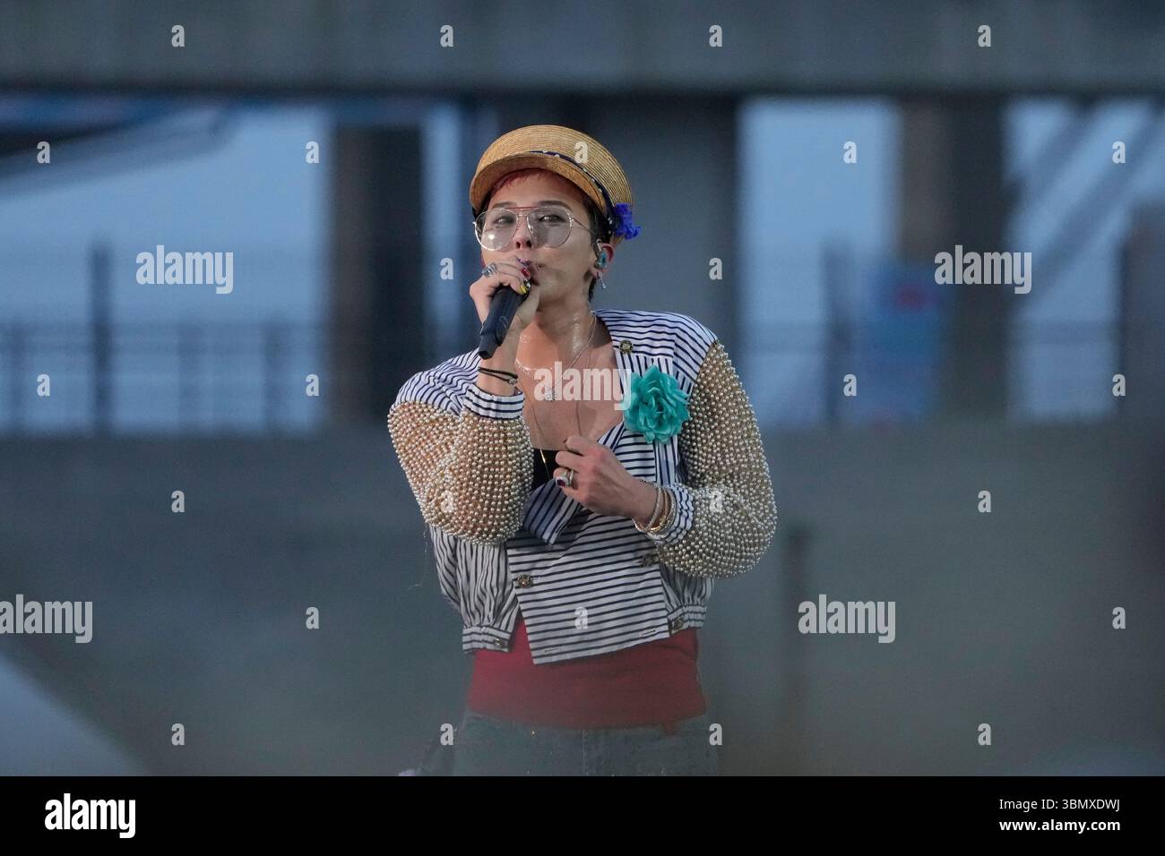 G-Dragon, a member of K-pop group BIGBANG, performs during South Korean singer PSY's concert ...