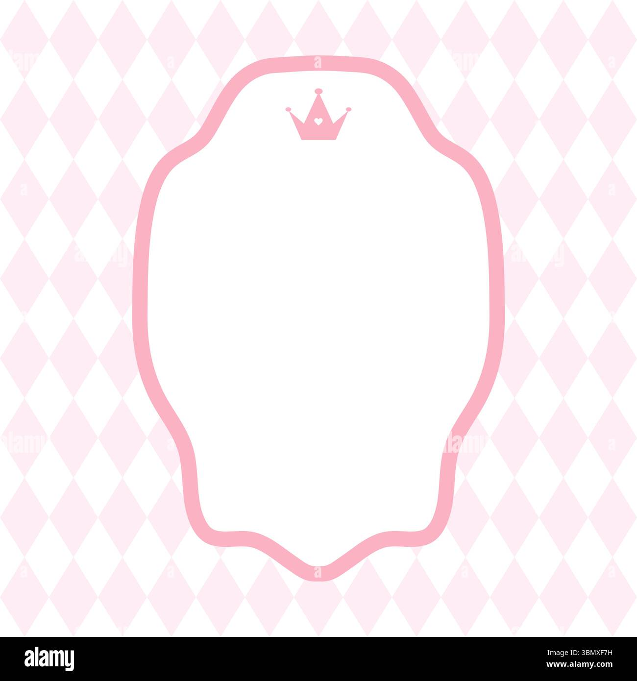 Princess frame with crown. Cute pink template for invitation. Royal ...