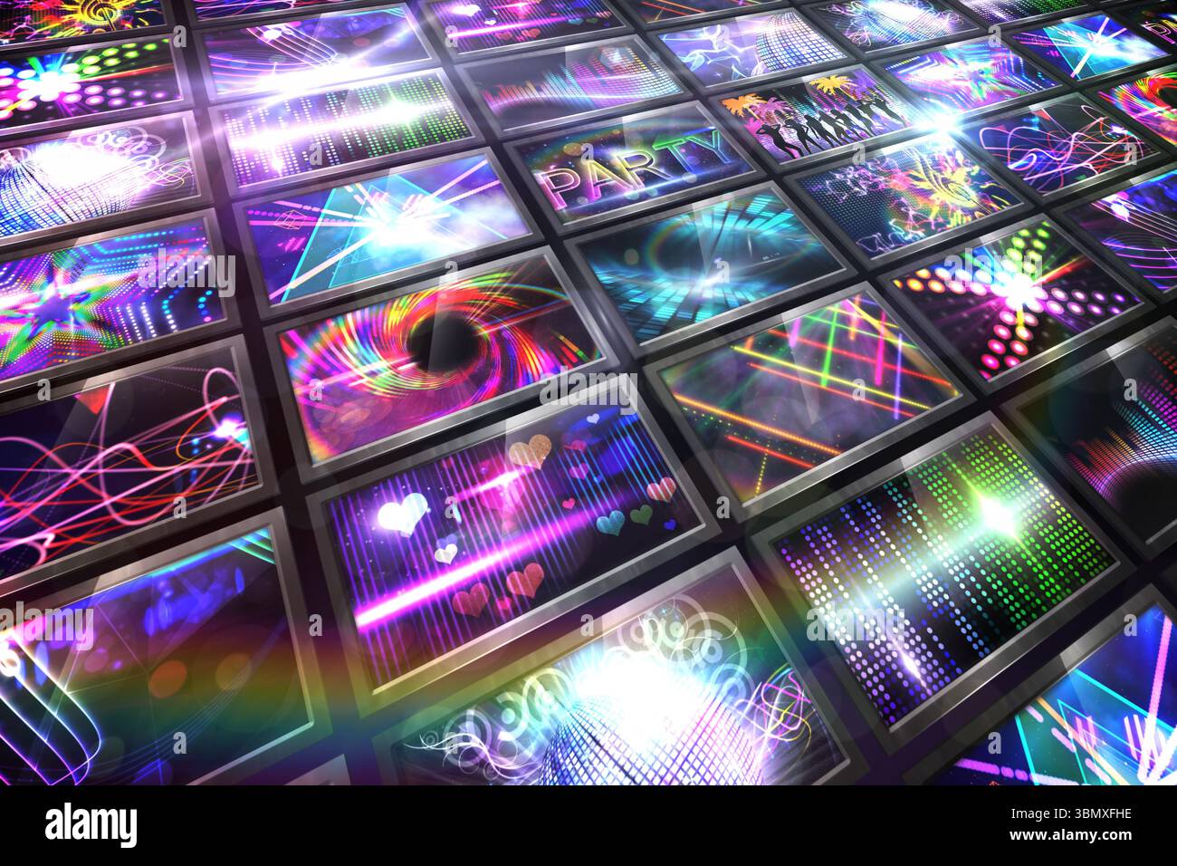 Screen collage showing disco images Stock Photo - Alamy