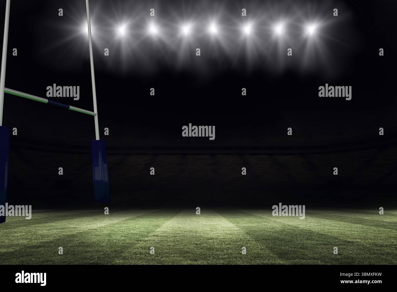 Flat design is showing rugby goal post with padded base standing on ...