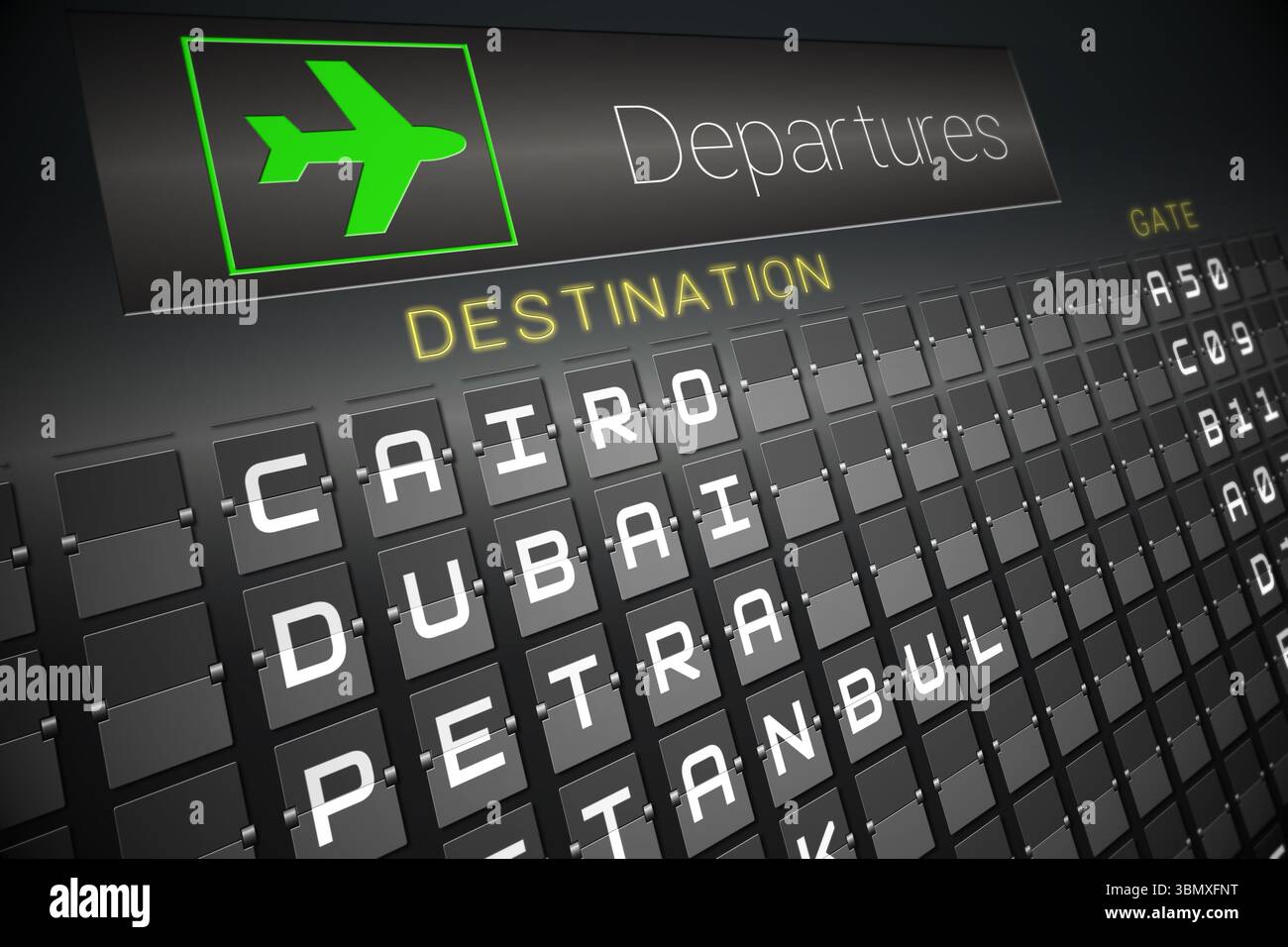 Black departures board for cities Stock Photo - Alamy