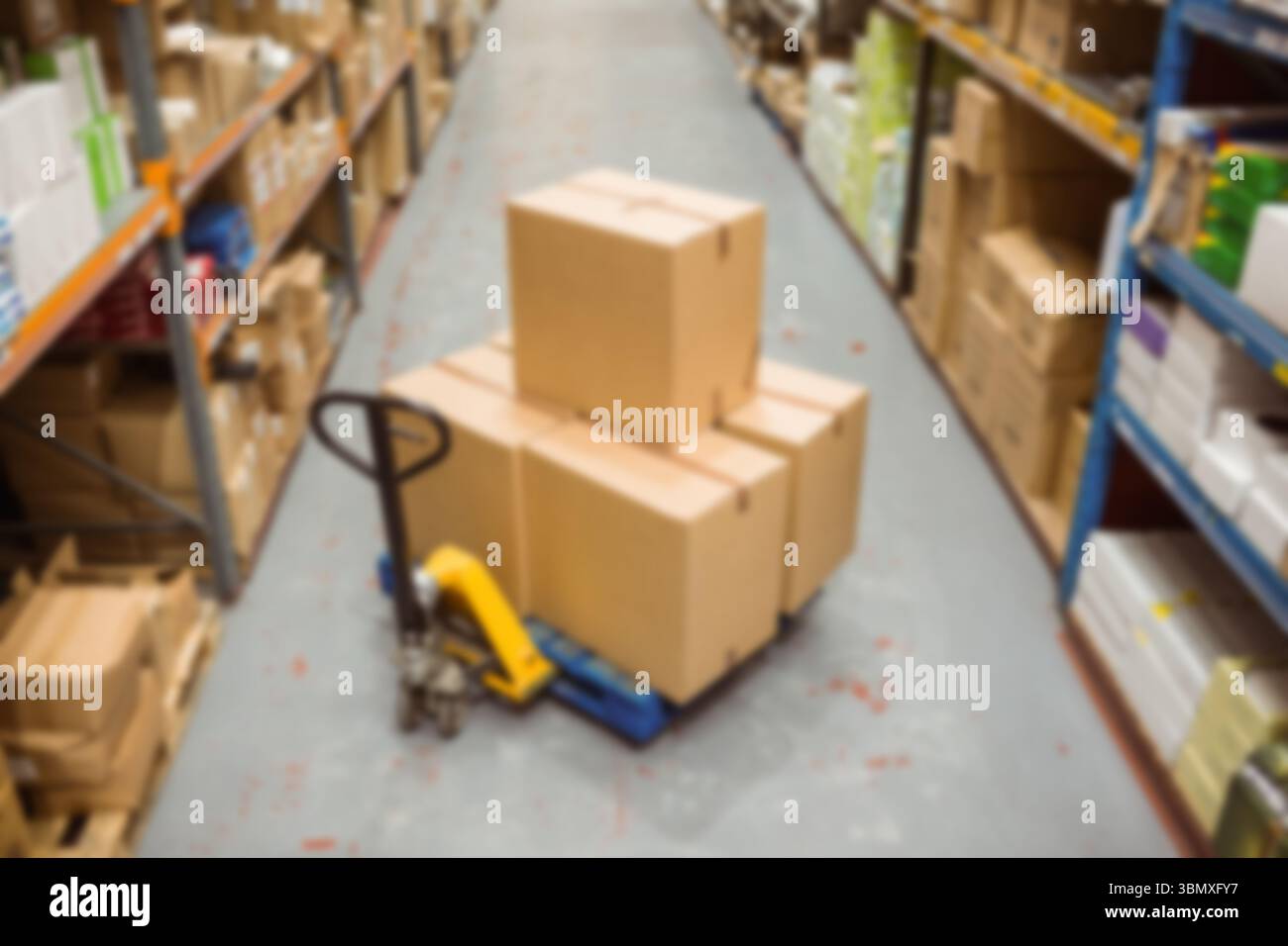 Hand truck carrying cardboard boxes in storage room Stock Photo - Alamy