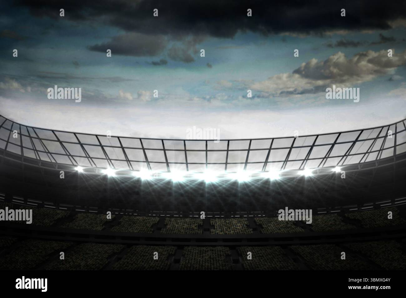 Stadium floodlight array and roof truss structure are illuminating flat ...