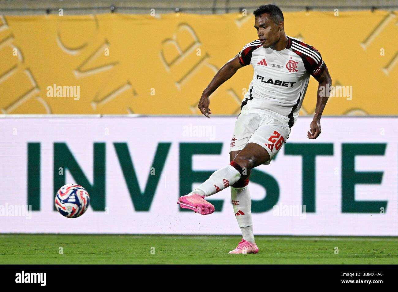Flamengo's Alex Sandro (26) kicks the ball against the Los Angeles FC ...