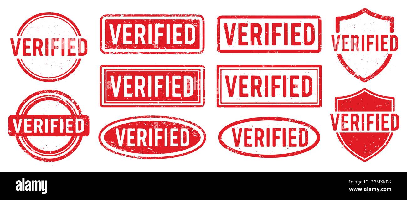 Verified Stamp vector set. Verified Rubber Stamp design collection ...