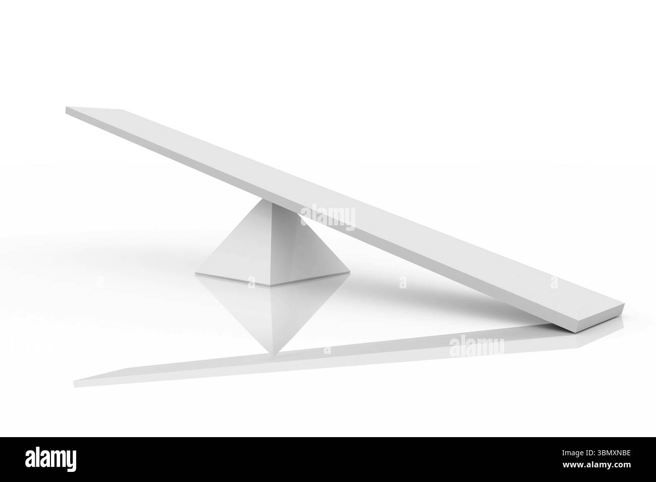 White beam is balancing on triangular pyramid fulcrum in minimal 3D ...