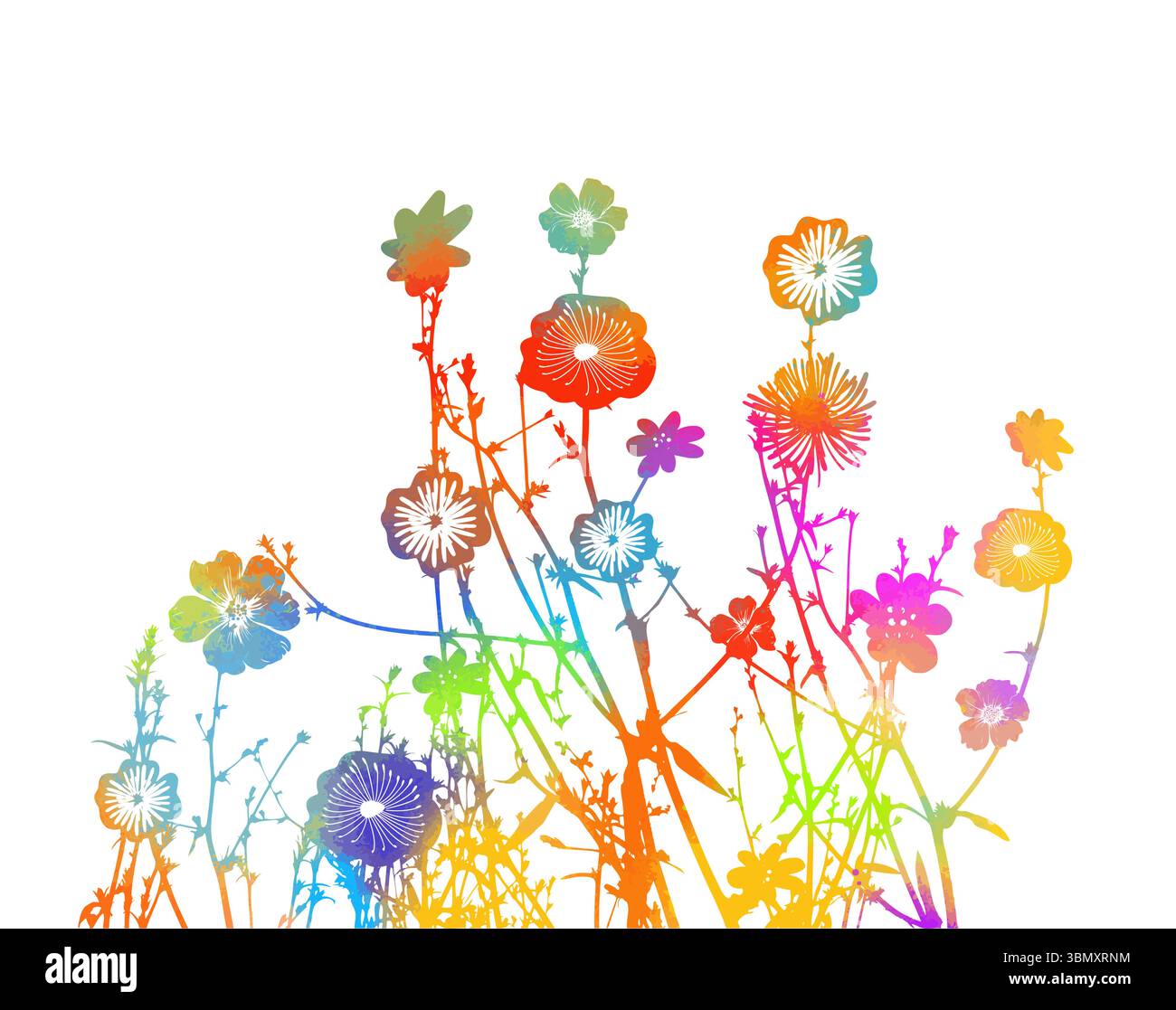 colorful abstract flower. Floral abstraction rainbow. hand drawn. Not ...