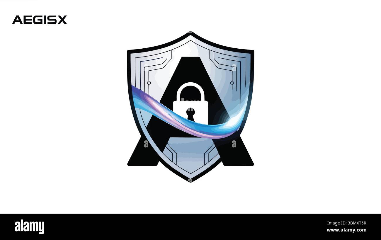 AegisX security logo with abstract triangle, lock icon, and blue purple ...