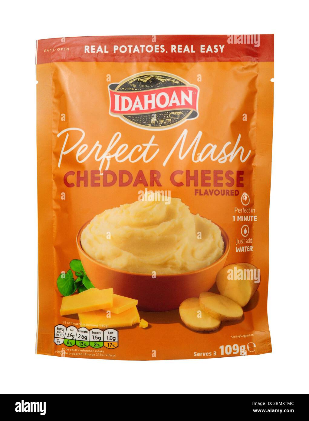 Idahoan perfect Cheddar cheese flavour dried instant mashed potato in a ...
