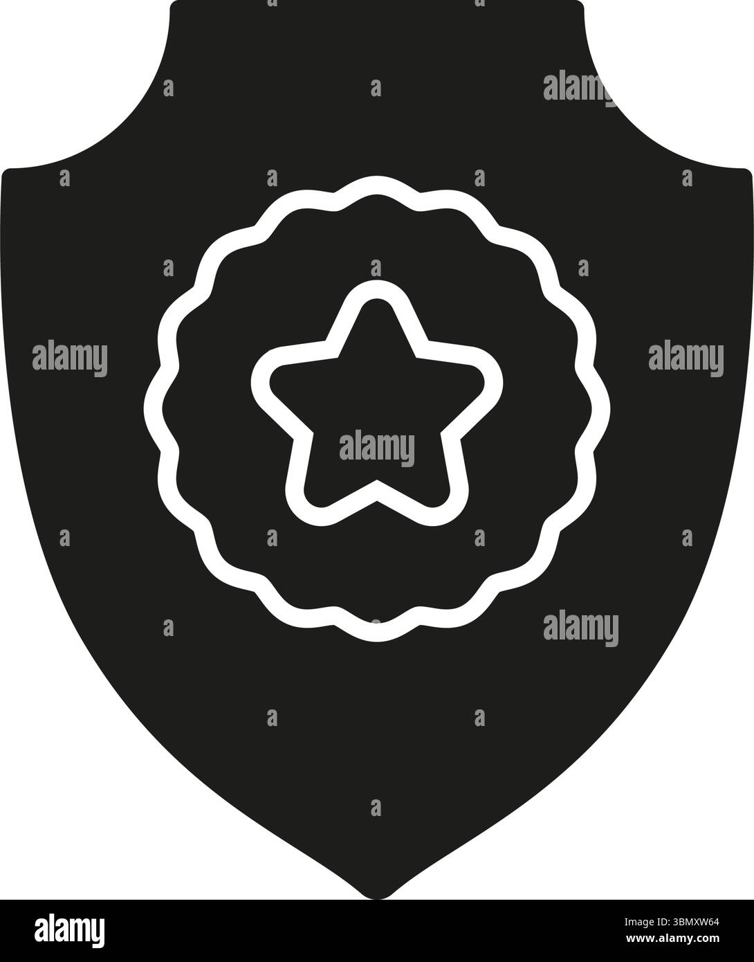 Shield With Star Emblem Solid Icon. Security Certification And Quality ...