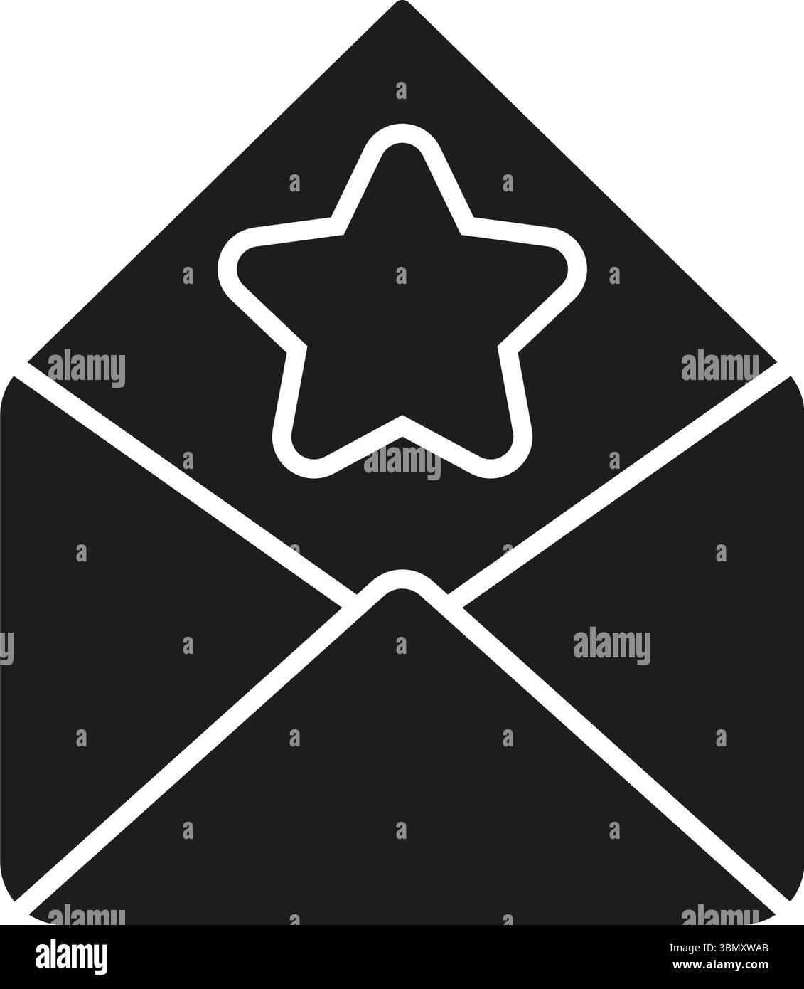 Open Envelope With Star Solid Icon. Featured Mail, Important Message ...