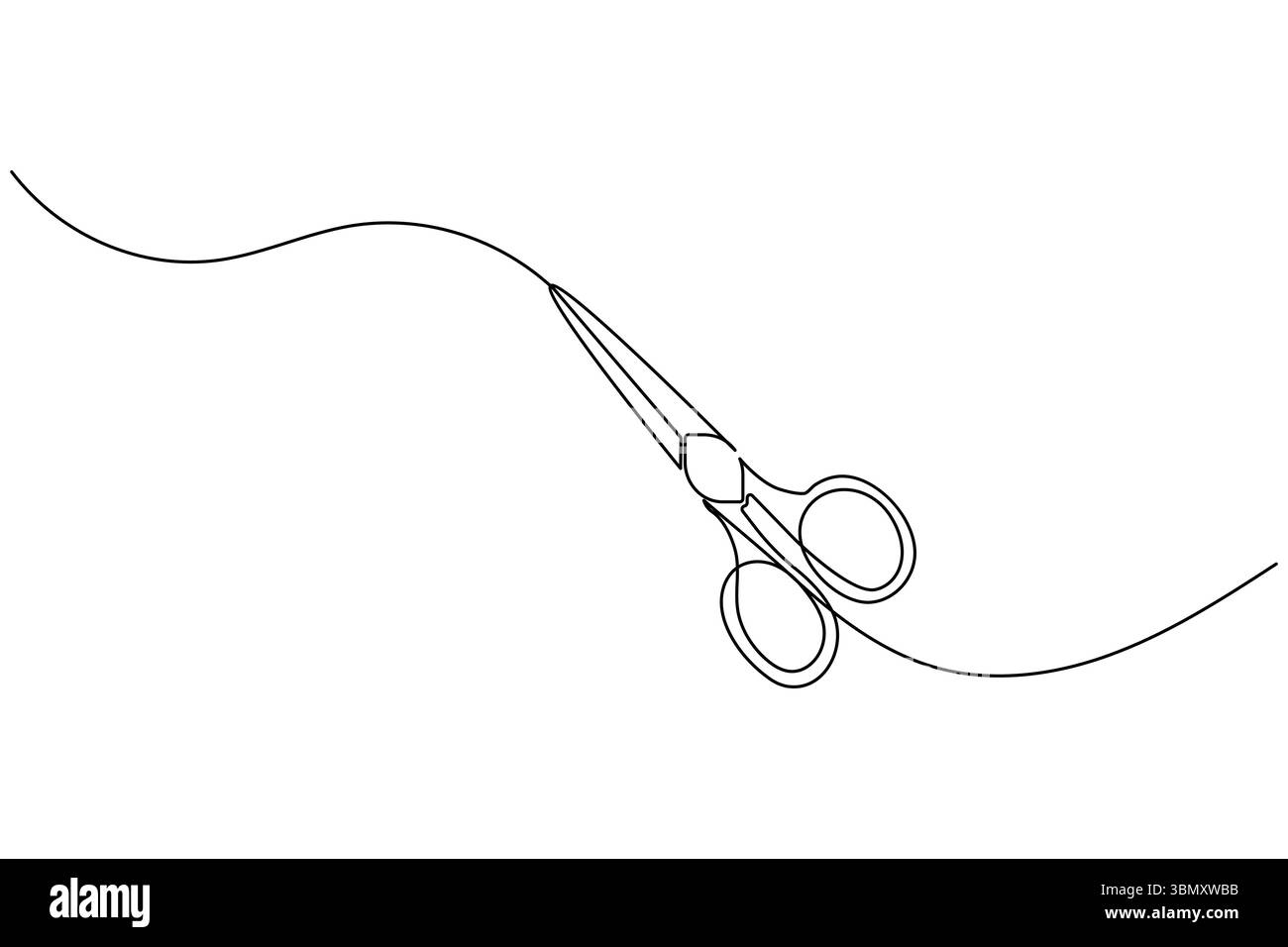 Simple scissors outline continuous line drawing isolated on white ...