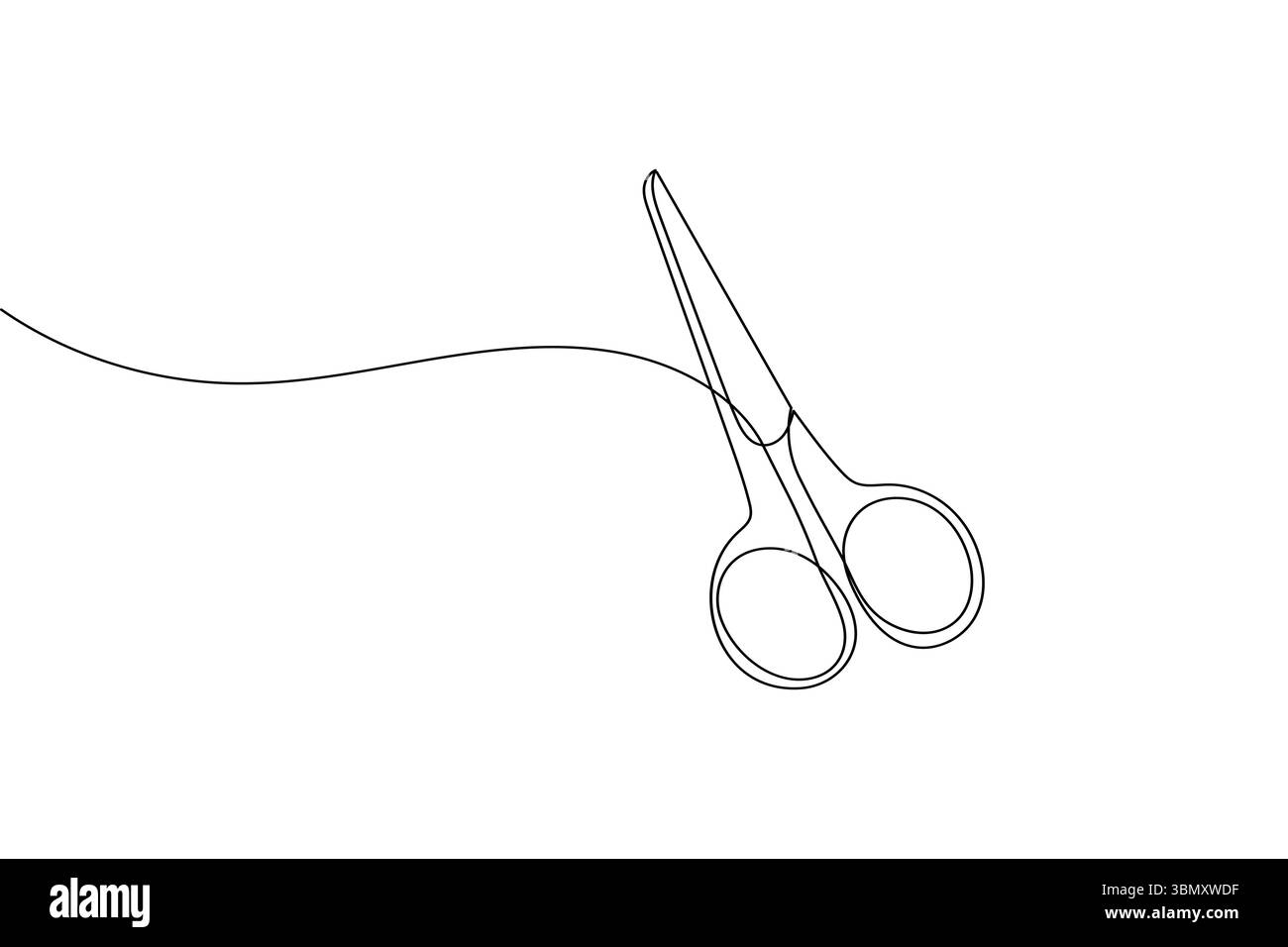 Simple scissors outline continuous line drawing isolated on white ...
