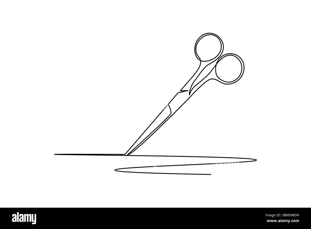 Simple scissors outline continuous line drawing isolated on white ...