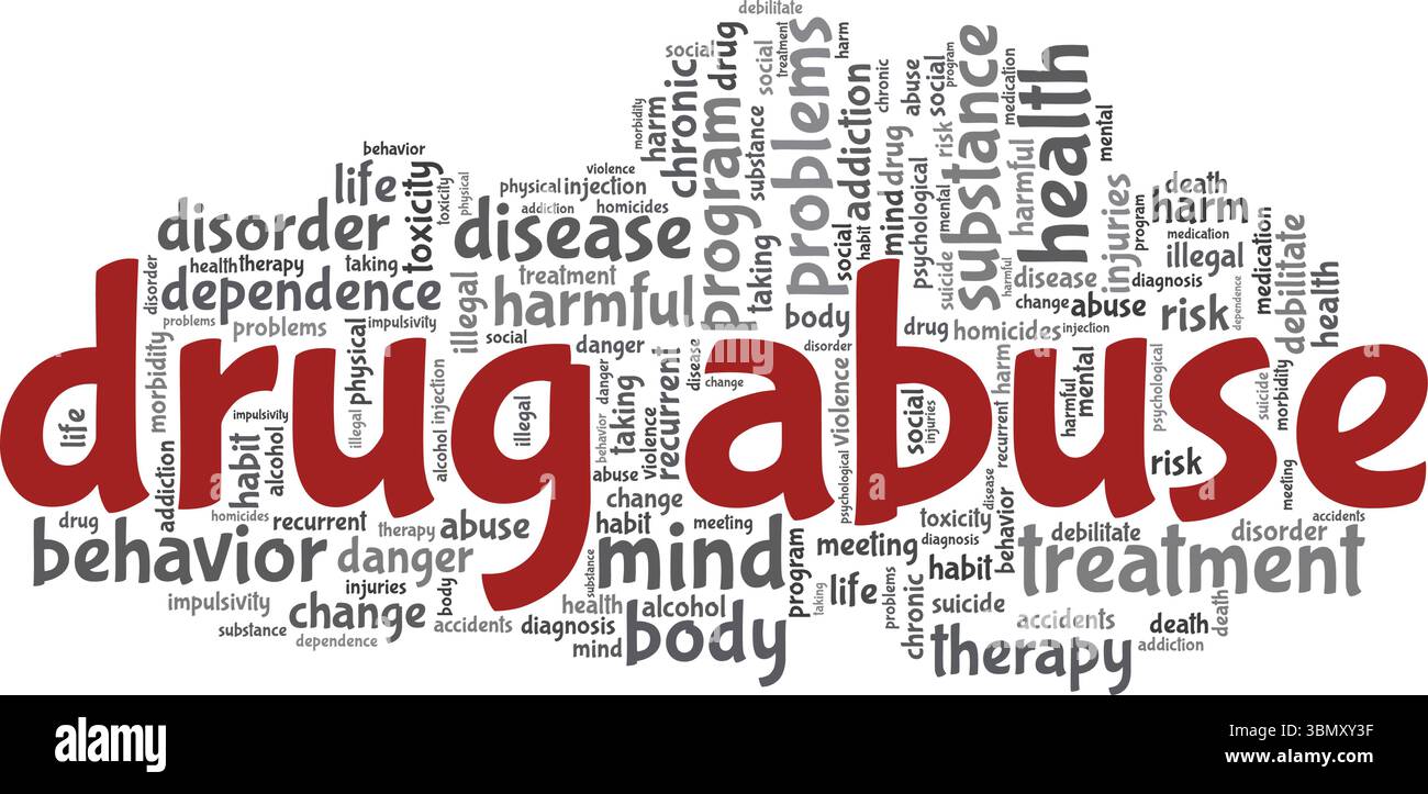 Drug Abuse word cloud conceptual design isolated on white background ...