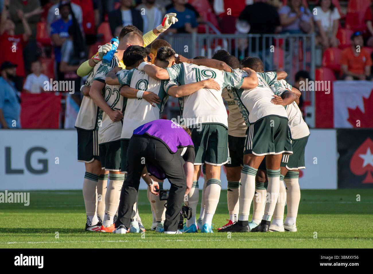 Portland Timbers players huddle during the MLS game between Toronto FC and Portland Timbers at ...
