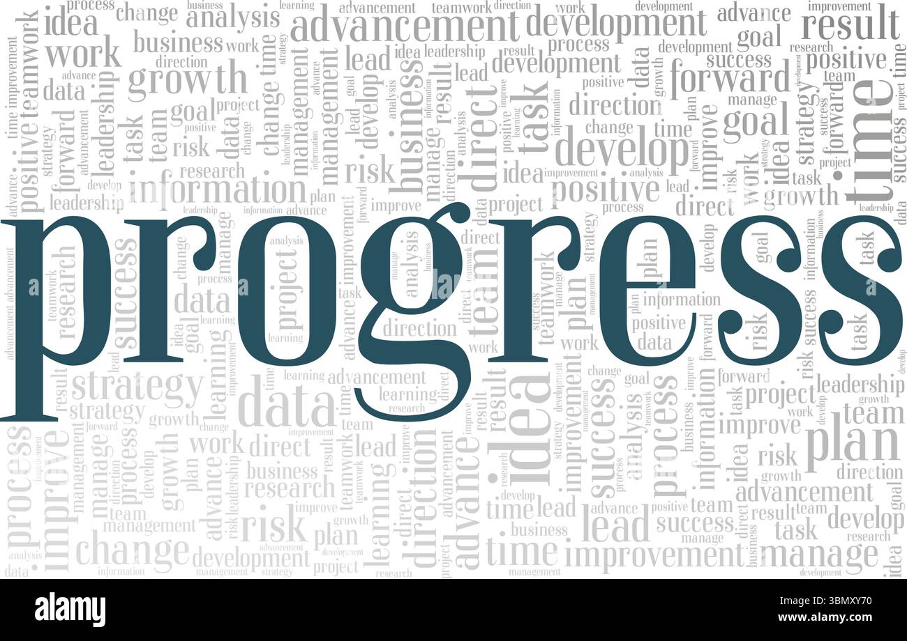 Progress vector illustration word cloud isolated on a white background ...