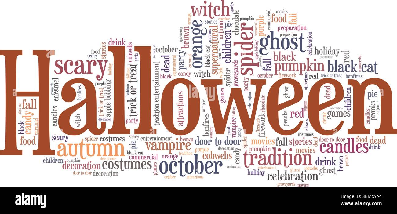Halloween vector illustration word cloud isolated on white background ...