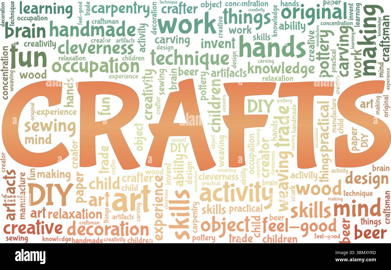 Crafts word cloud conceptual design isolated on white background Stock ...