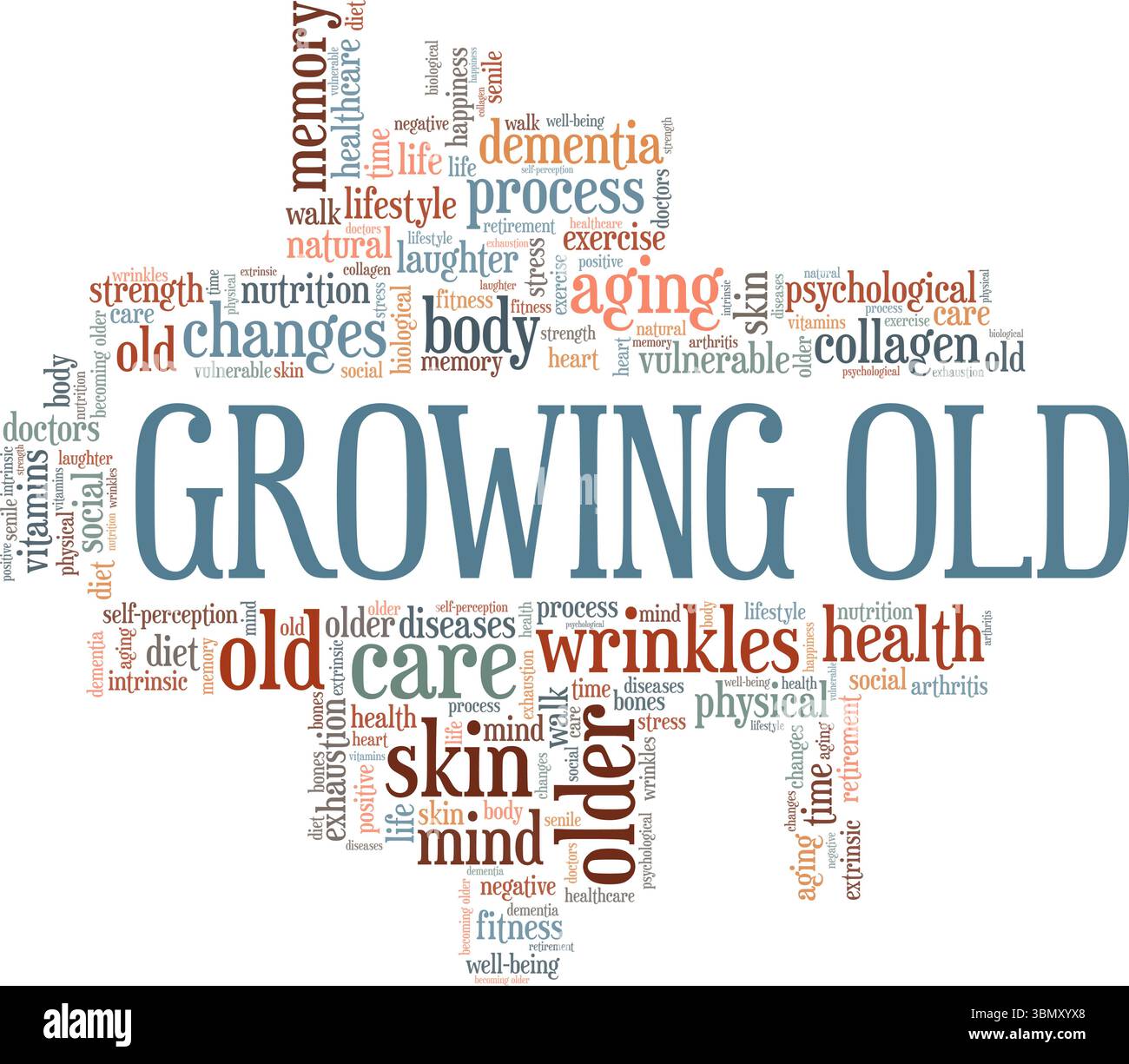Growing Old word cloud conceptual design isolated on white background ...