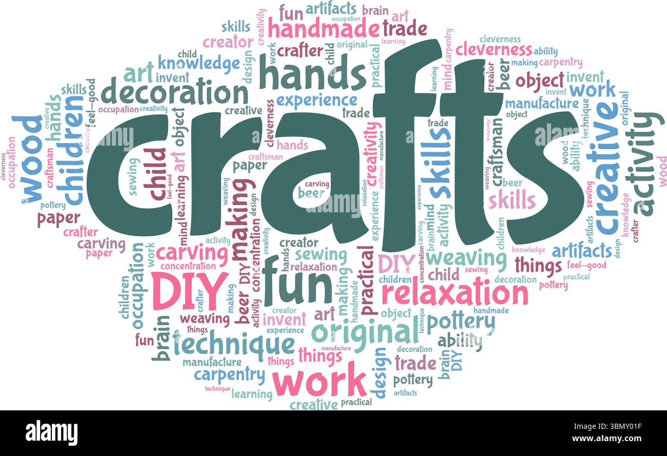 Crafts word cloud conceptual design isolated on white background Stock ...