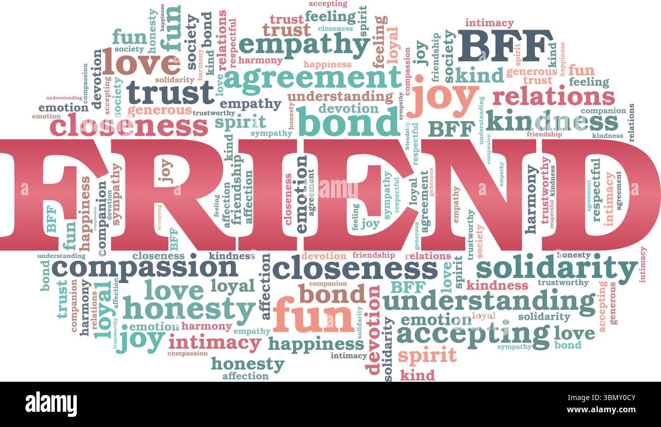Friend word cloud conceptual design isolated on white background Stock ...