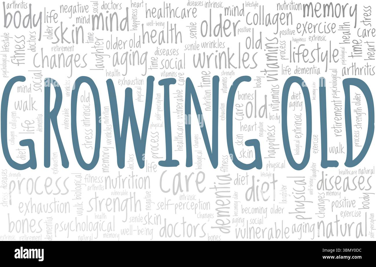 Growing Old word cloud conceptual design isolated on white background ...
