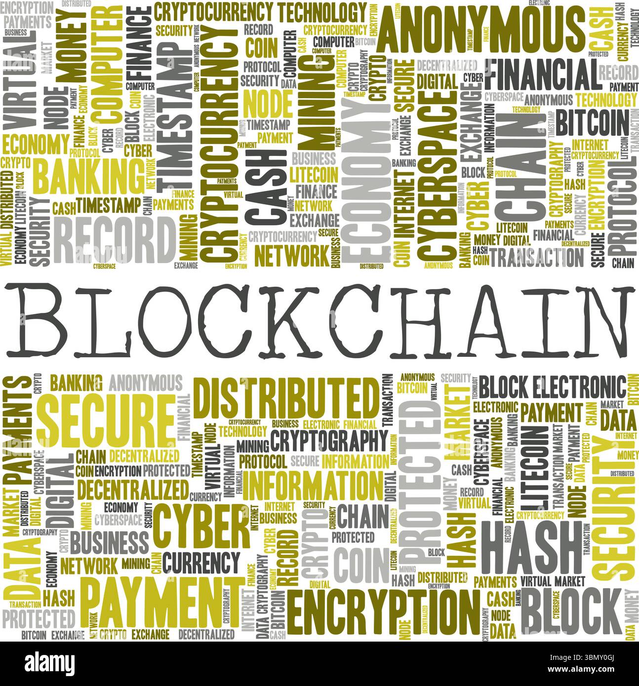 Blockchain word cloud conceptual design isolated on white background ...