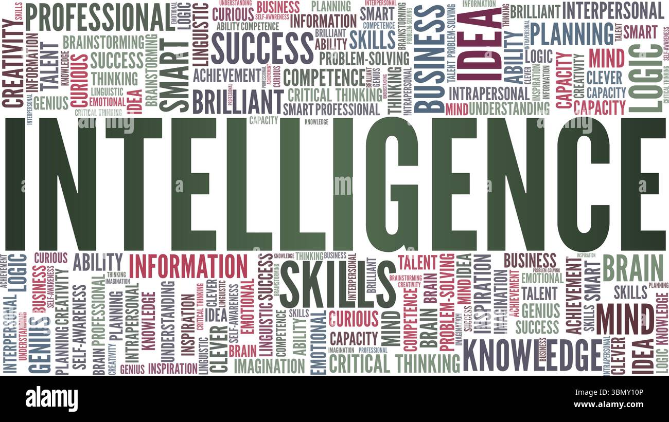 Intelligence vector illustration word cloud isolated on a white ...