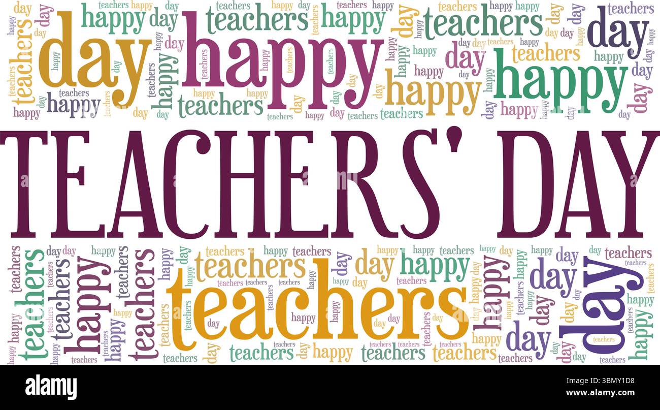 Teacher's Day word cloud conceptual design isolated on white background ...