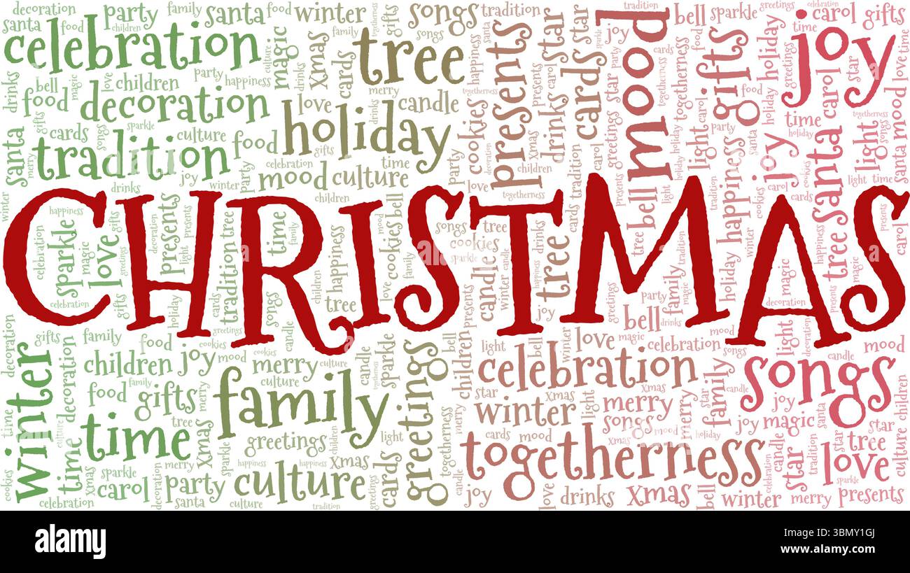 Christmas word cloud conceptual design isolated on white background ...
