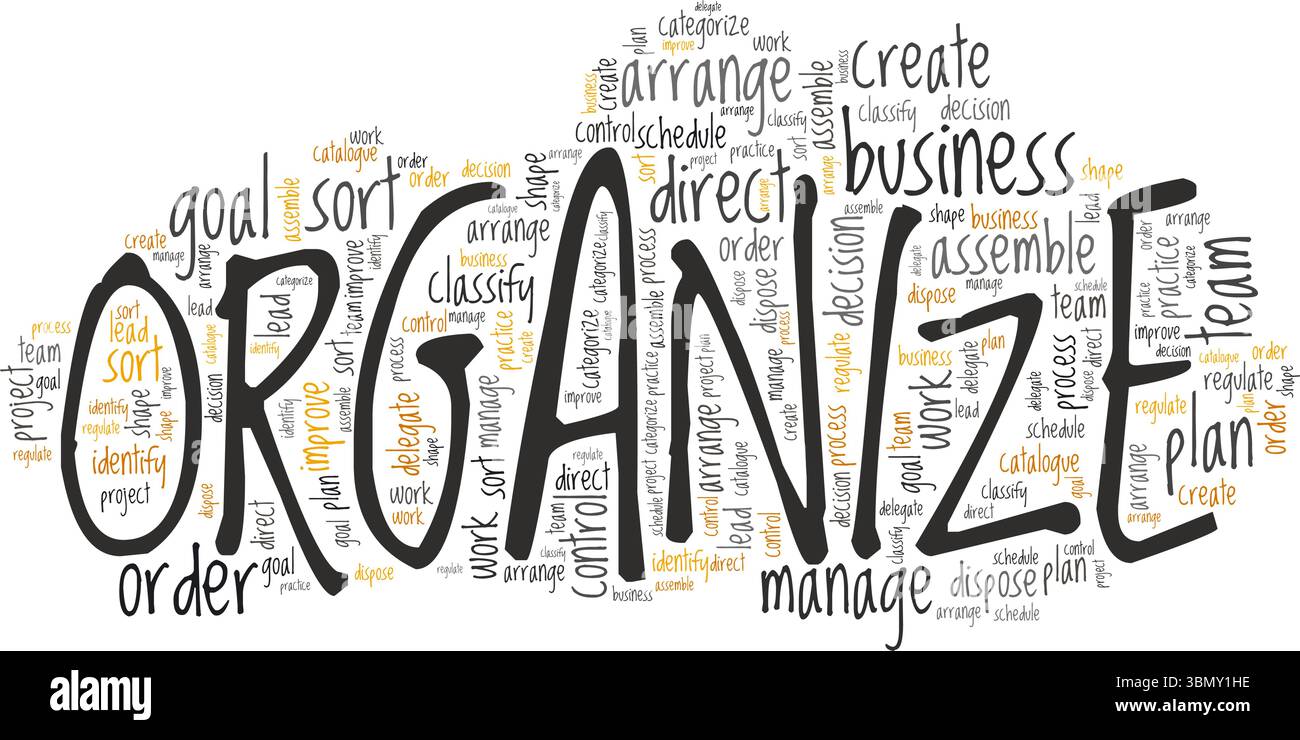 Organize word cloud conceptual design isolated on white background ...