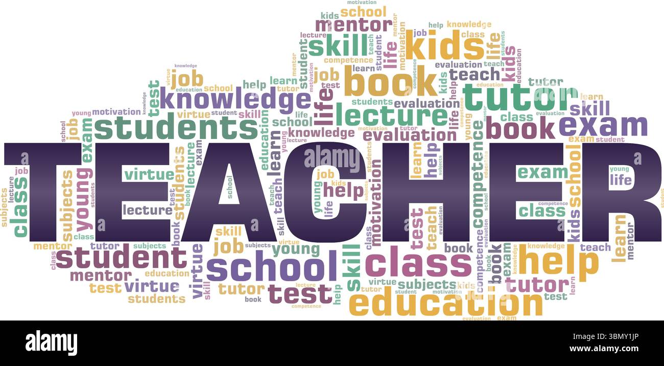 Teacher word cloud conceptual design isolated on white background Stock ...